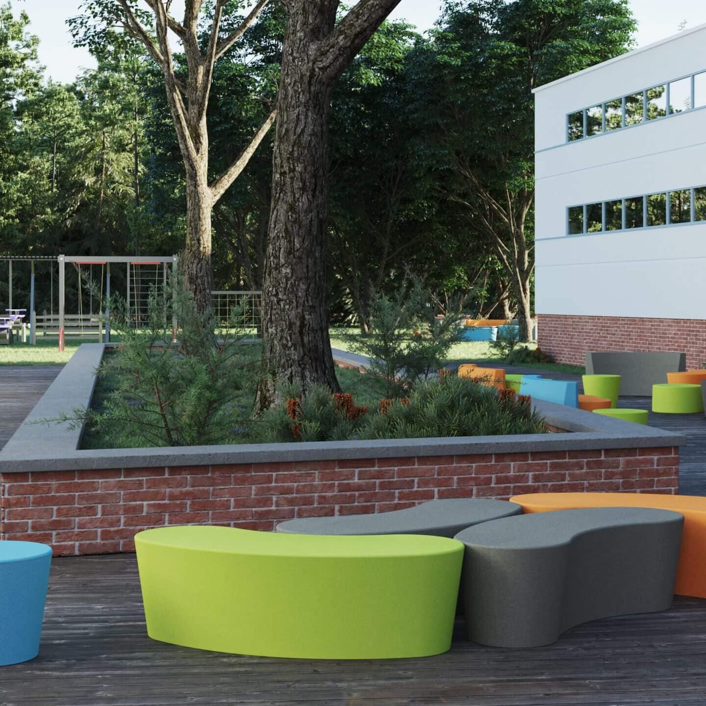 Flowform Outdoor Curved Bench Divider | Smith System®